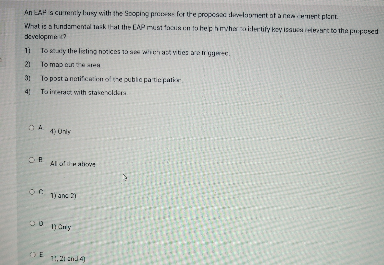 Solved An EAP is currently busy with the Scoping process for | Chegg.com