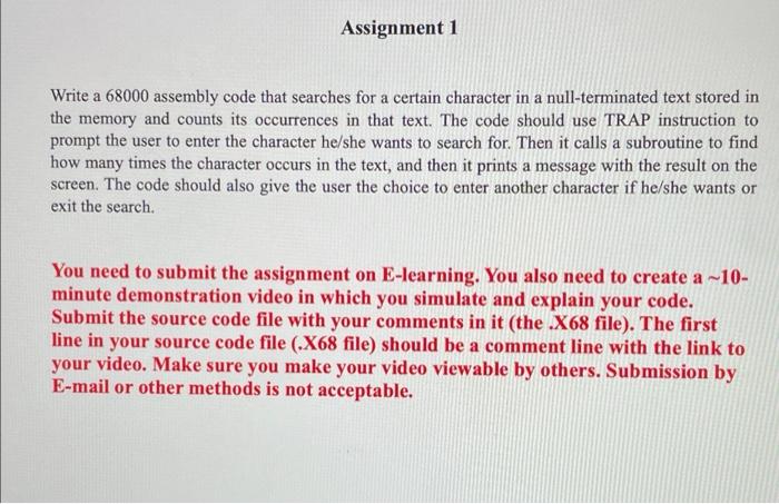Solved Write A 68000 Assembly Code That Searches For A Chegg