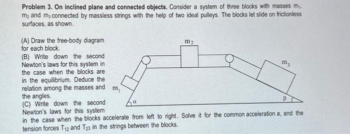 Solved Problem 3. On inclined plane and connected objects. | Chegg.com