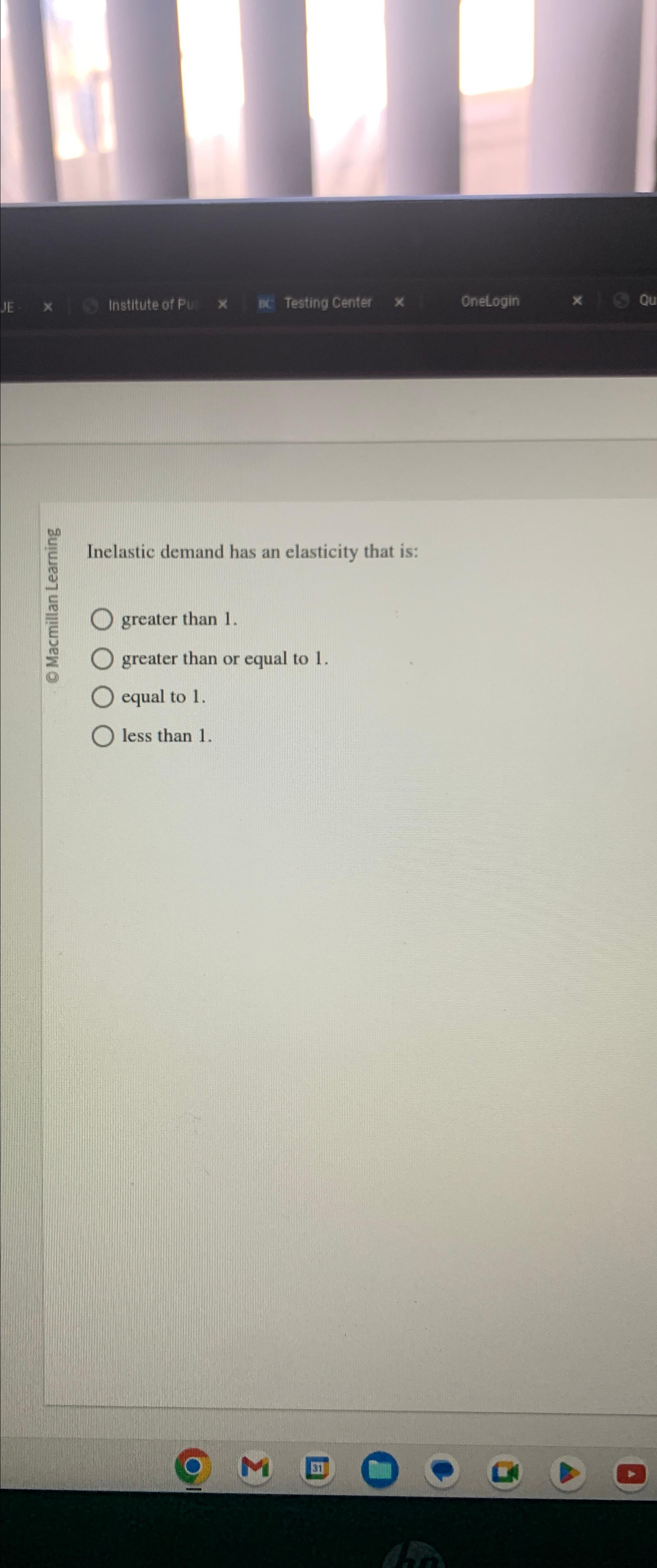 Solved Inelastic demand has an elasticity that is:greater | Chegg.com