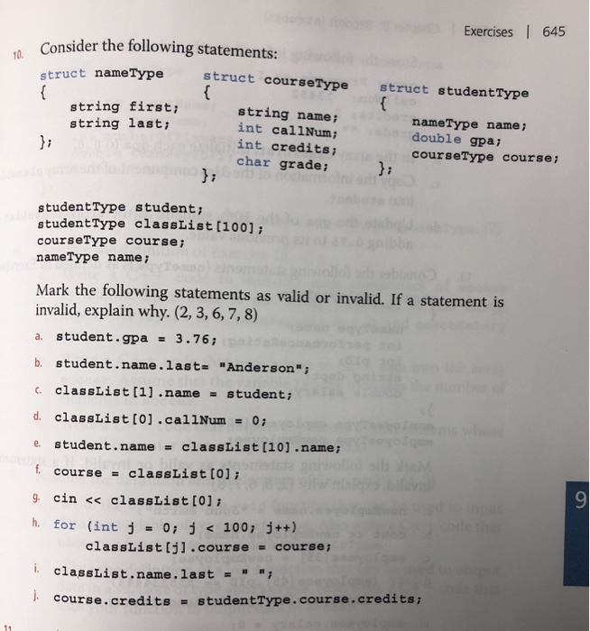 (Solved) : Exercises 645 Consider Following Statements Struct Name Type ... (Solved) : Exercises 645 Consider Following Statements Struct Name Type ...