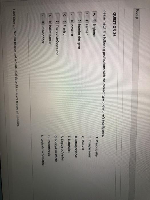 Solved Path: P QUESTION 36 Please match the following | Chegg.com