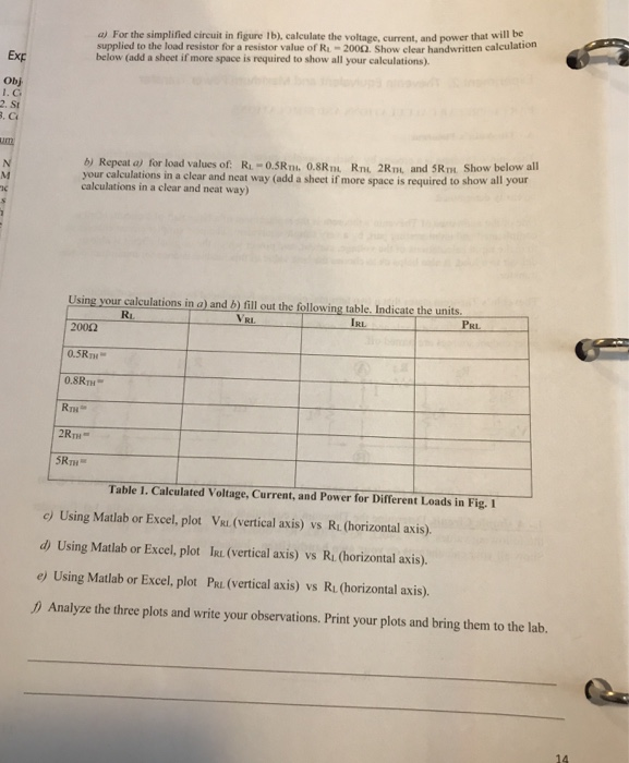 Solved NAME: Date: Experiment 2. Thevenin Equivalent and | Chegg.com