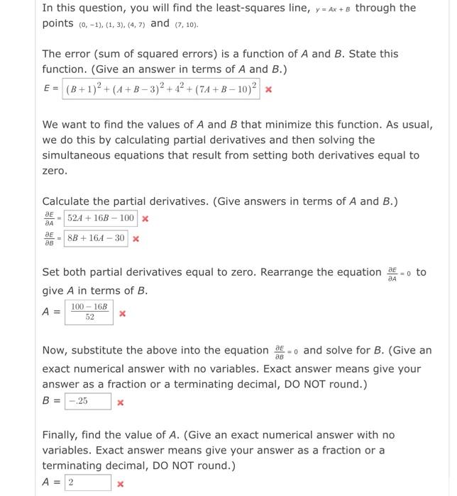 Solved In this question, you will find the least-squares | Chegg.com