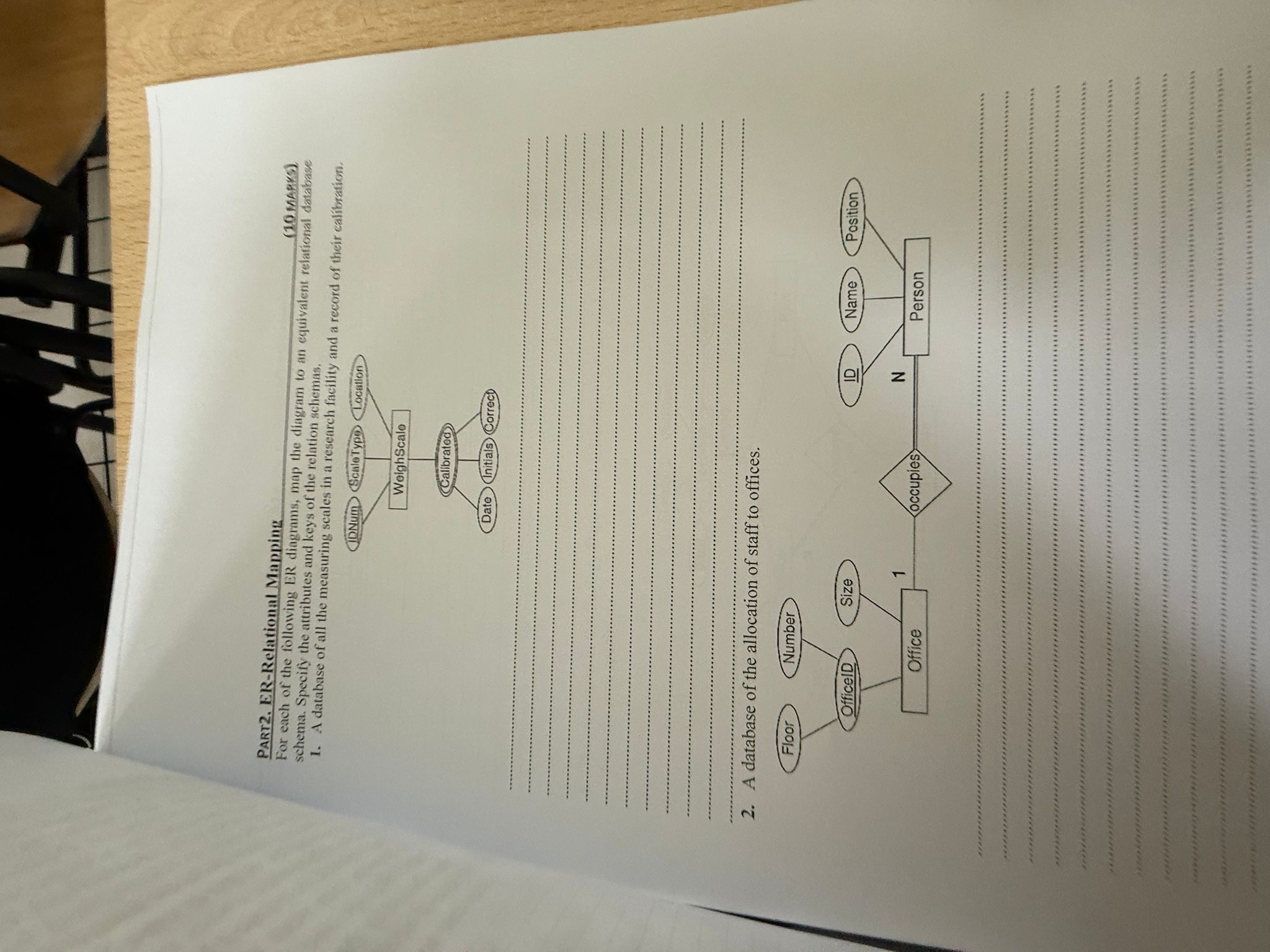 Solved by an EXPERT PART2. ER-Relational Mapping(10Marys)For each of ... Solved by an EXPERT PART2. ER-Relational Mapping(10Marys)For each of ...