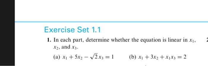 Solved Exercise Set 1.1 1. In each part, determine whether | Chegg.com