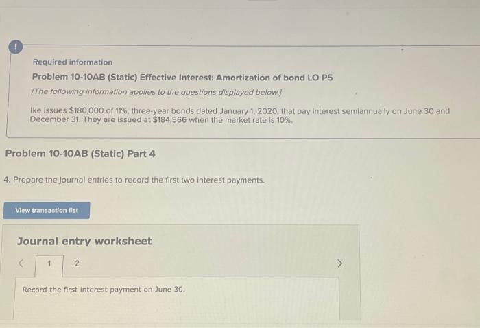 Solved Required information Problem 10-10AB (Static) | Chegg.com Solved Required information Problem 10-10AB (Static) | Chegg.com
