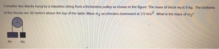 Solved Consider two blocks hung by a massless string from a | Chegg.com