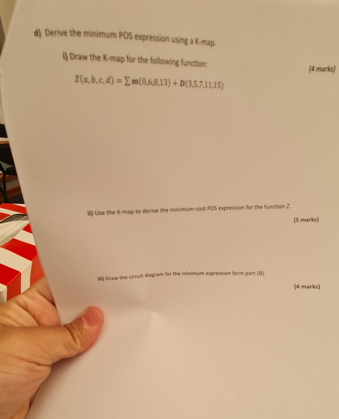 Solved d) ﻿Derive the minimum POS expression using a | Chegg.com