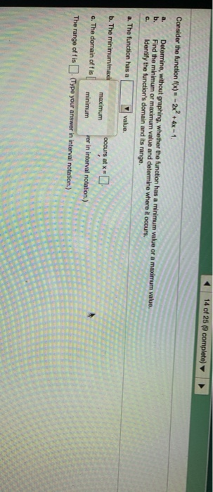 Solved 14 of 25 (9 complete) Consider the function f(x)=-22 | Chegg.com