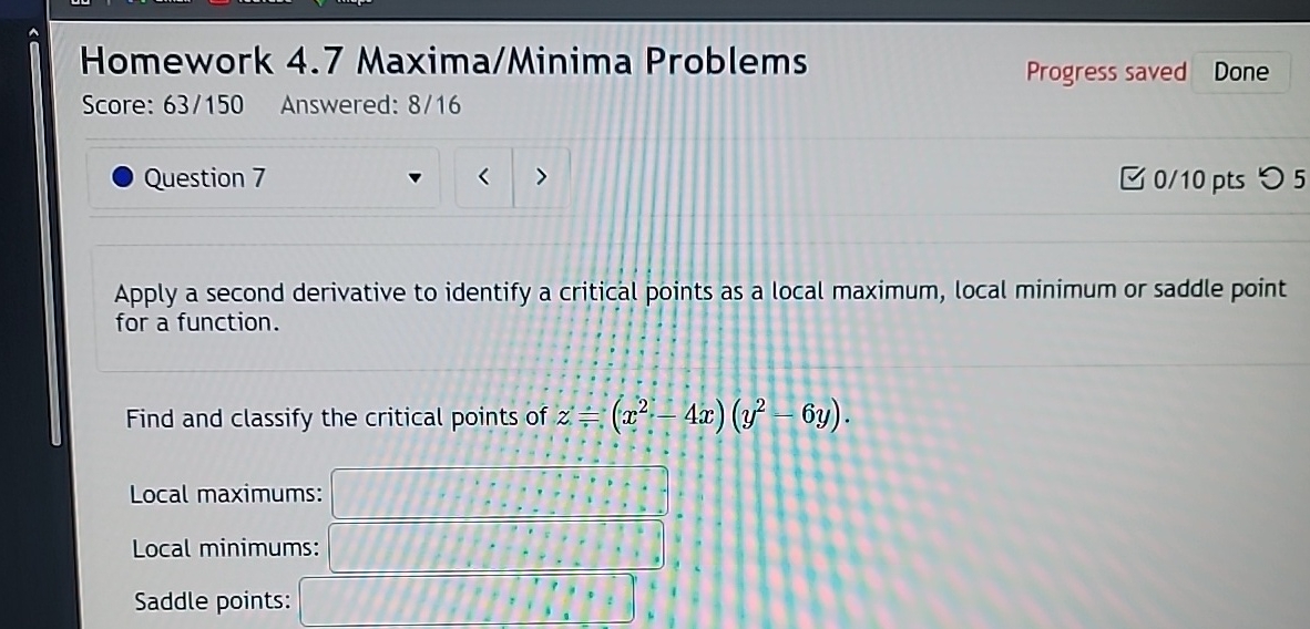 Solved Homework 4.7 ﻿Maxima/Minima ProblemsProgress | Chegg.com
