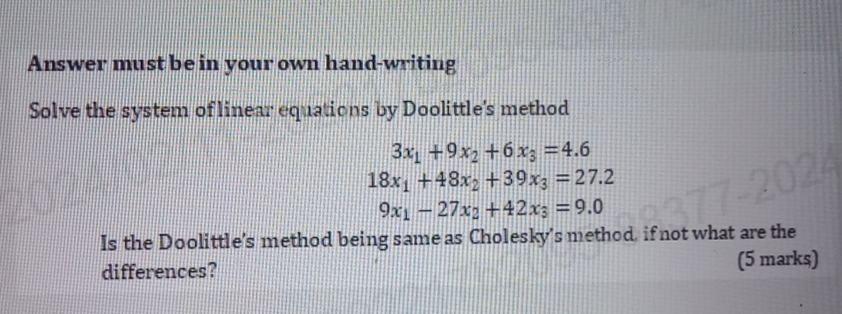 Solved Answer must be in your own hand-writingSolve the | Chegg.com