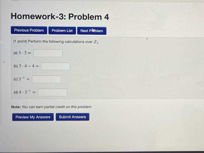 Solved Homework 3 Problem 4 Previous Problem Problem List 7959