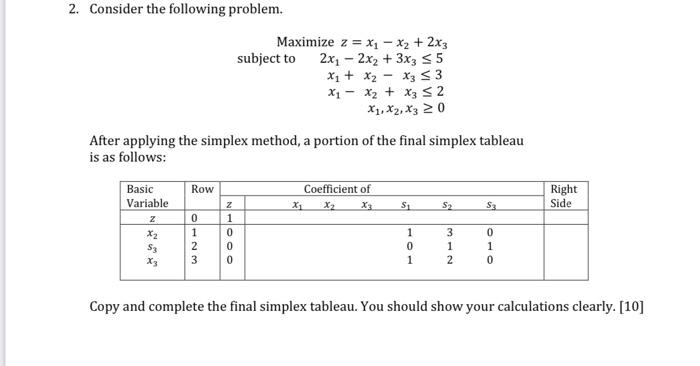 Solved 2. Consider the following problem. Maximize | Chegg.com
