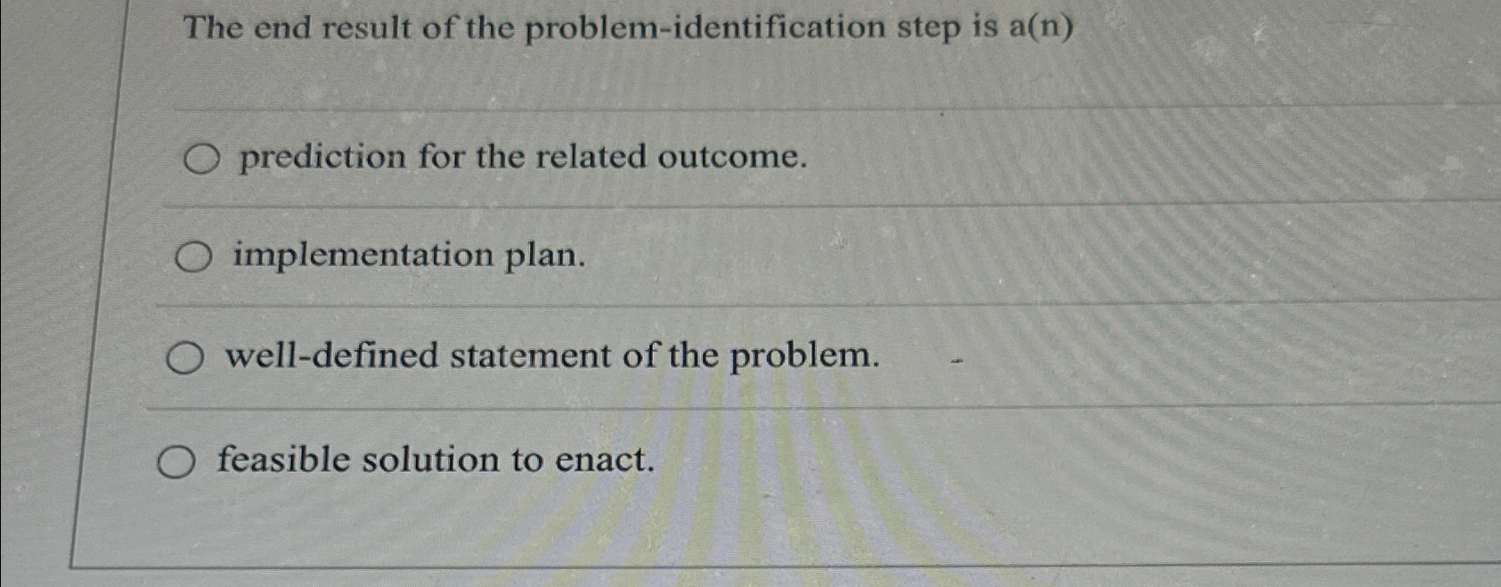 Solved The end result of the problem-identification step is | Chegg.com