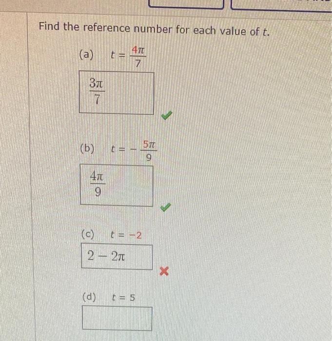 Solved Find the reference number for each value of t. (a) t | Chegg.com