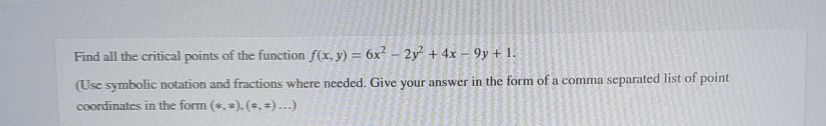 Solved Find all the critical points of the function | Chegg.com