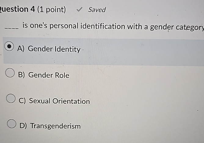 Solved uestion 4 ( 1 ﻿point) ﻿Saved is one's personal | Chegg.com