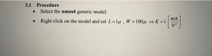 3 1 Procedure Select The Nmos4 Generic Model • Right