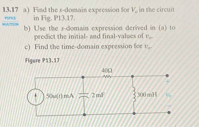 Solved a) Find the s-domain expression for Vo in the circuit | Chegg.com
