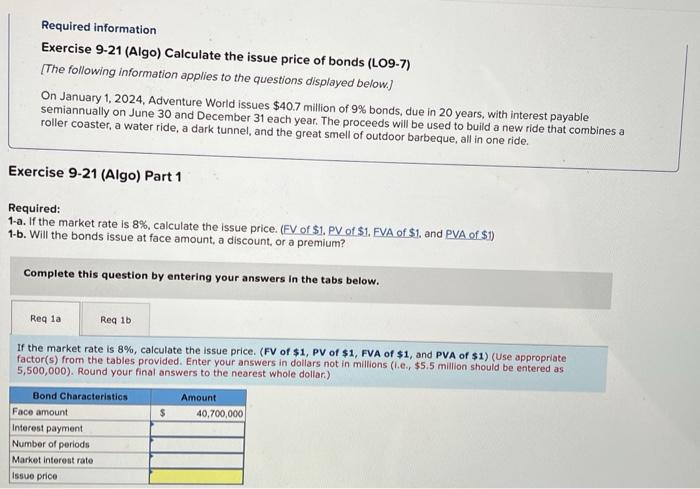 Solved Required information Exercise 9-21 (Algo) Calculate | Chegg.com