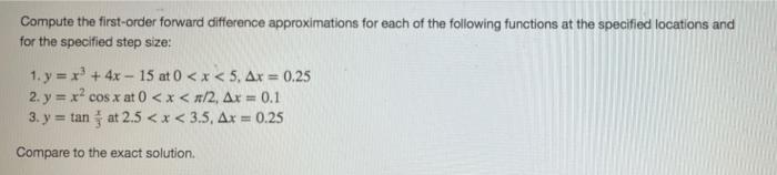 Solved Compute the first-order forward difference | Chegg.com