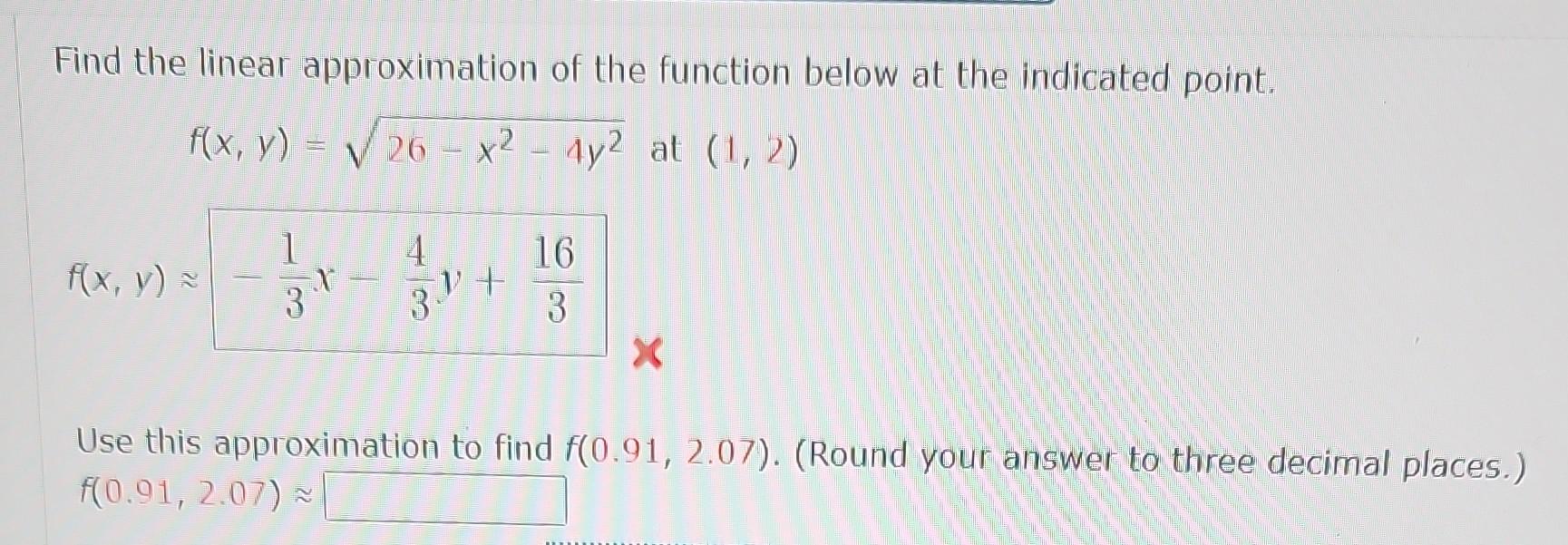 Solved Find the linear approximation of the function below | Chegg.com