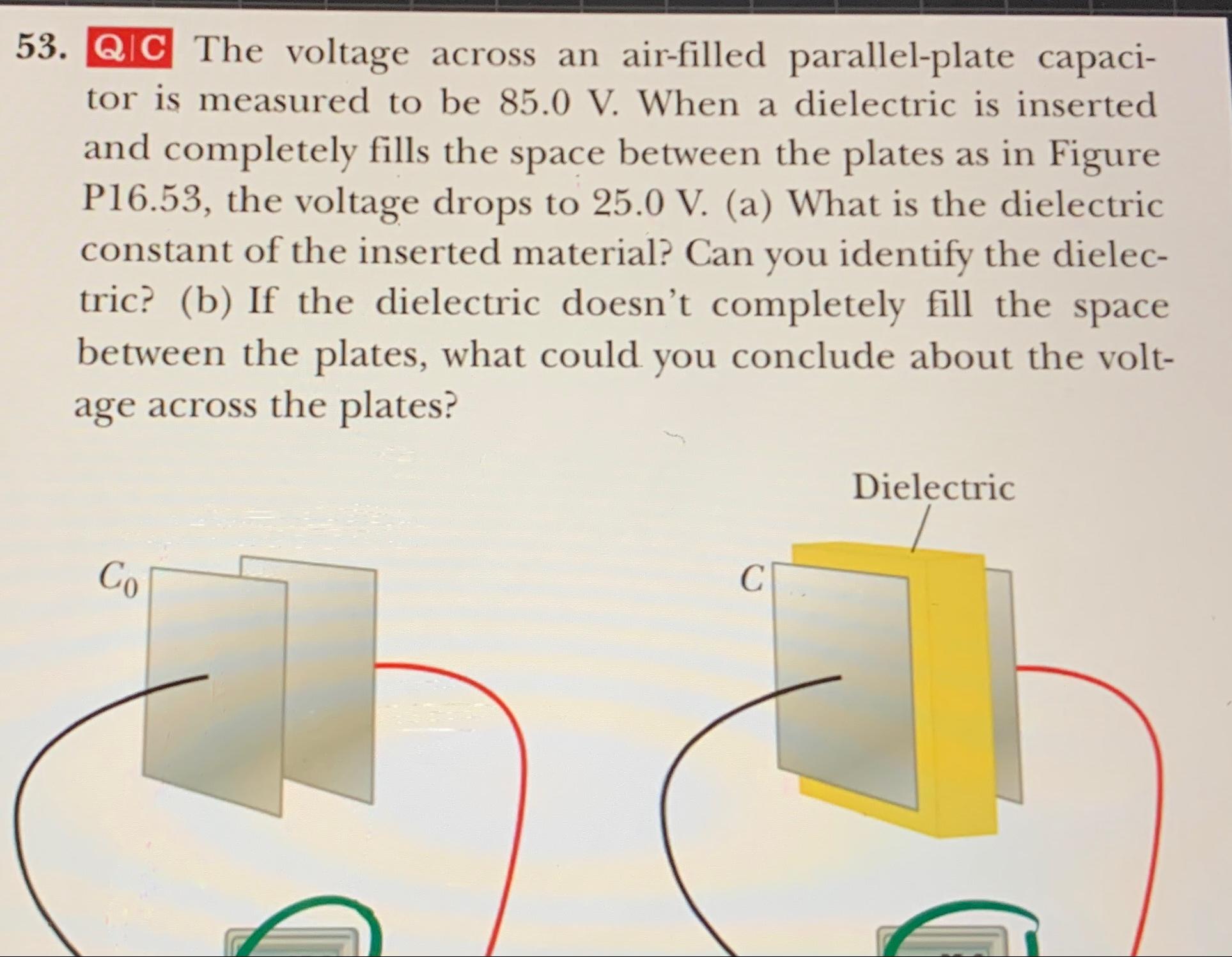 Solved Q|C The voltage across an air-filled parallel-plate | Chegg.com