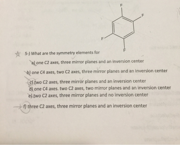 Solved 5-) What are the symmetry elements for a) one C2 | Chegg.com