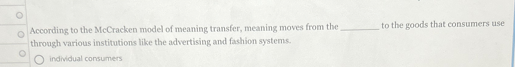 Solved According to the McCracken model of meaning transfer, | Chegg.com