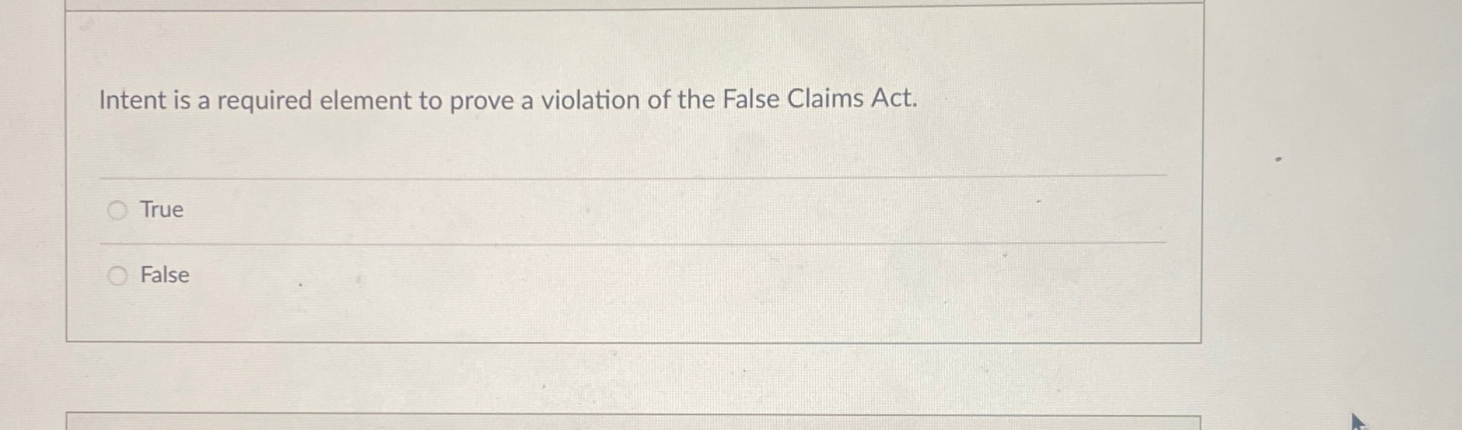 Solved Intent is a required element to prove a violation of | Chegg.com