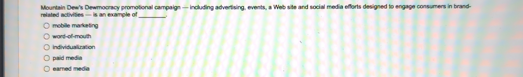 Solved Mountain Dew's Dewmocracy promotional campaign - | Chegg.com