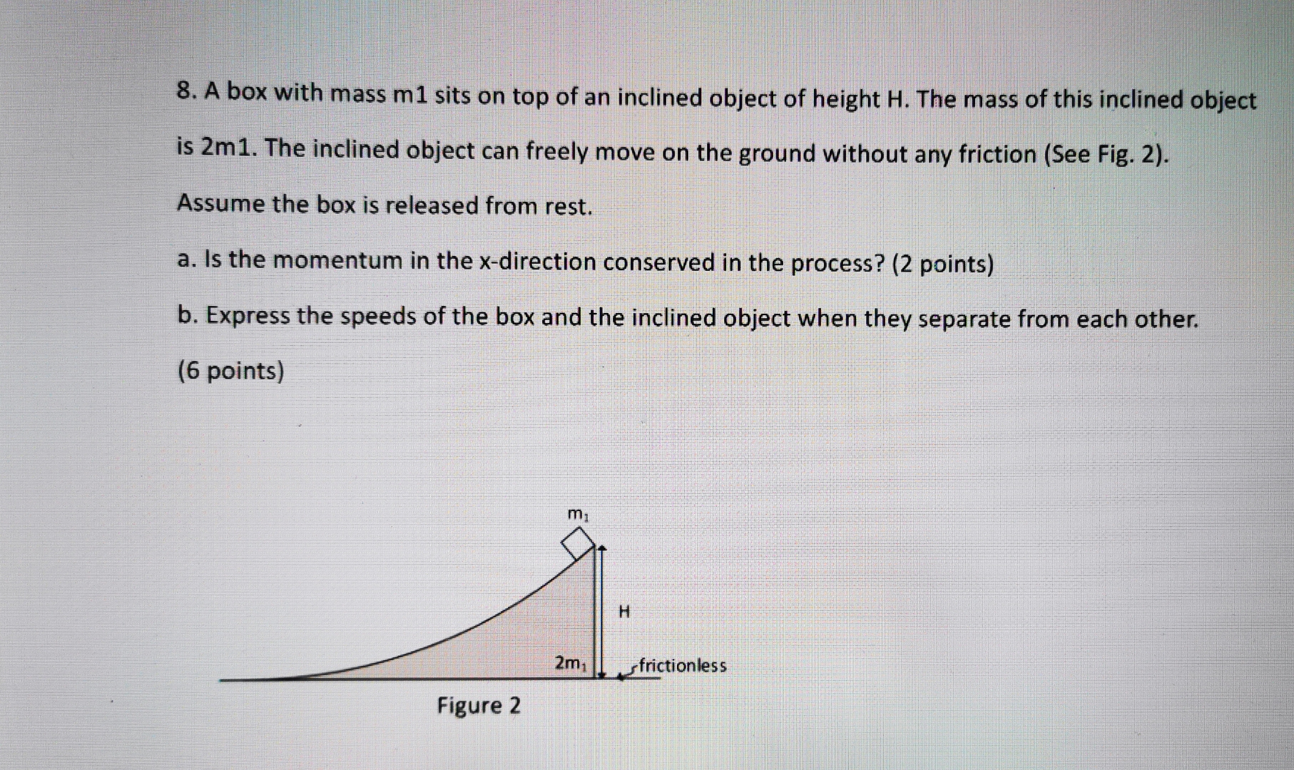 Solved A box with mass m1 ﻿sits on top of an inclined object | Chegg.com