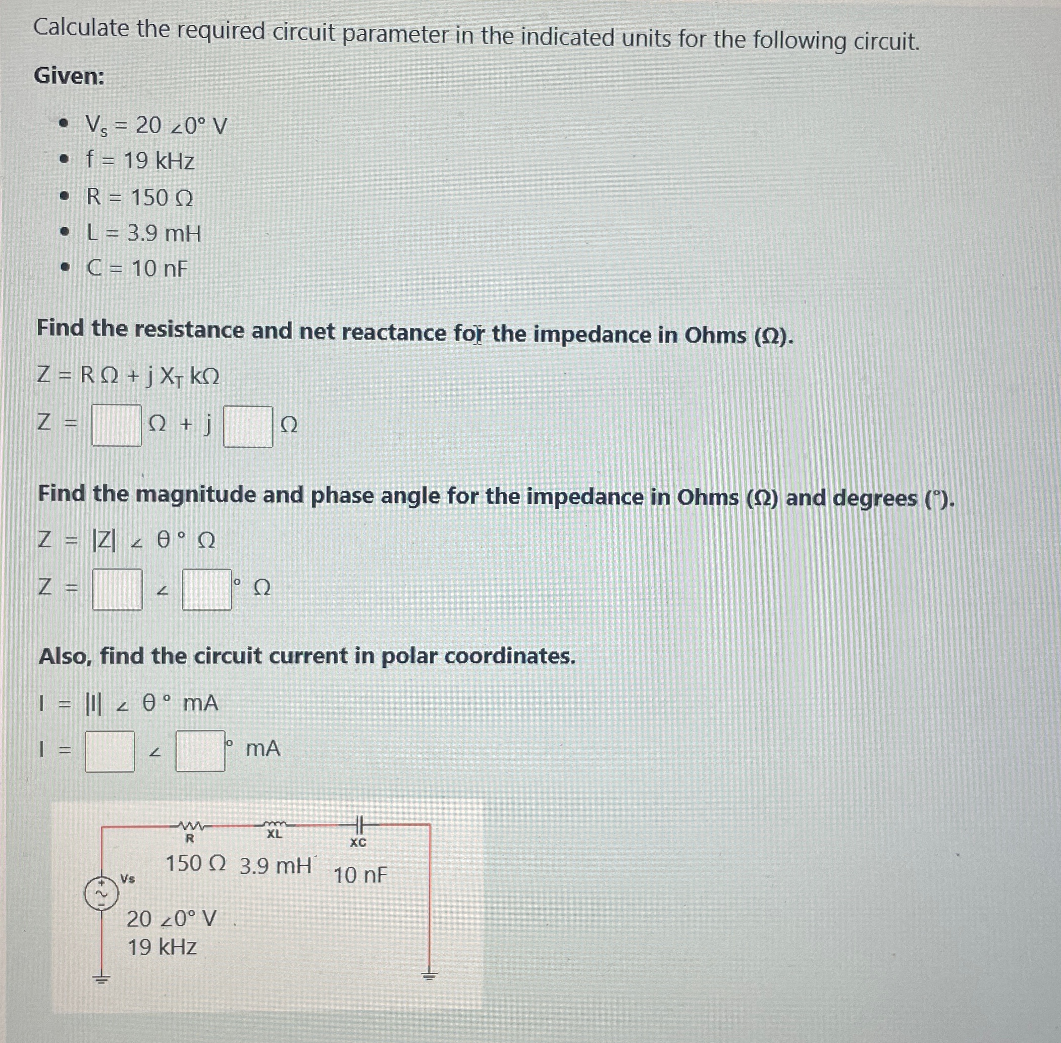 Solved Calculate the required circuit parameter in the | Chegg.com