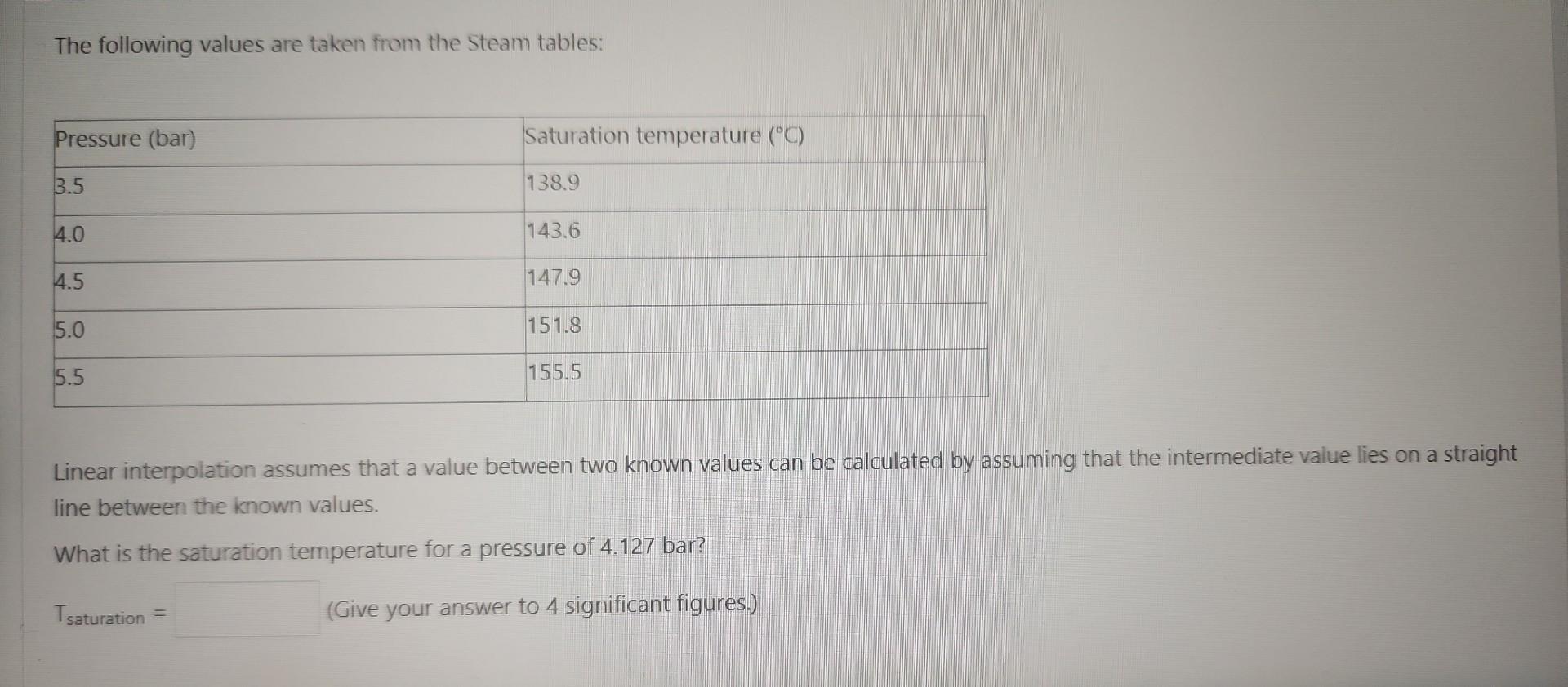Solved The following values are taken from the Steam tables: | Chegg.com