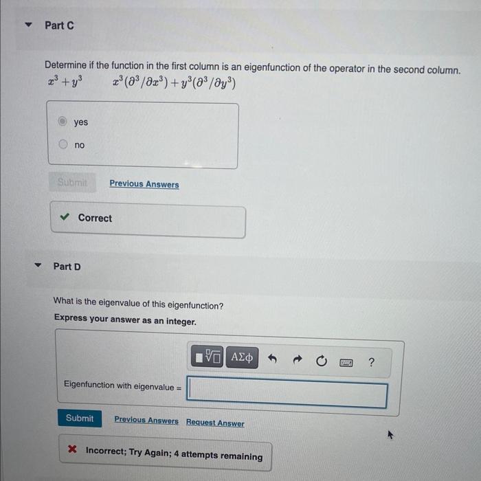 Solved Determine if the function in the first column is an | Chegg.com