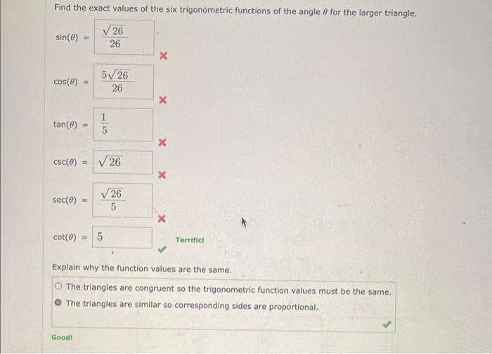 Solved Consider the following triangles. Find the exact | Chegg.com