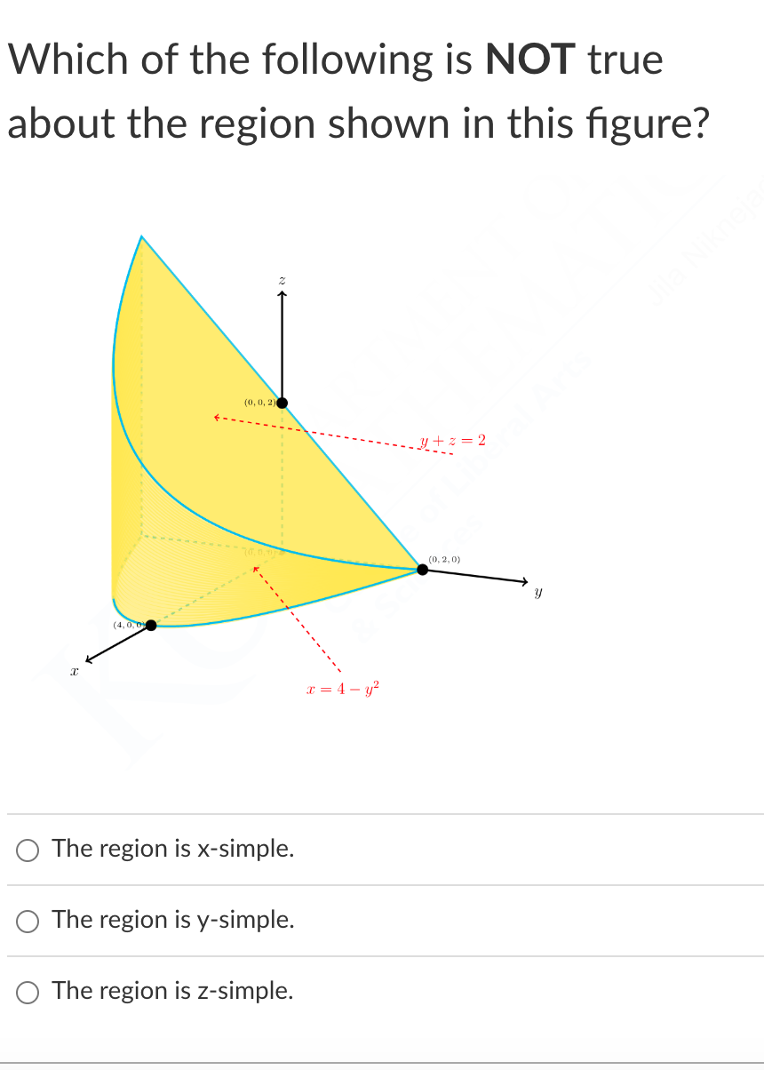 Solved Which of the following is NOT trueabout the region | Chegg.com