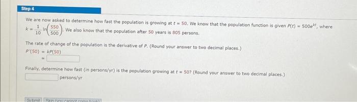 Solved We are now asked to determine how fast the population | Chegg.com