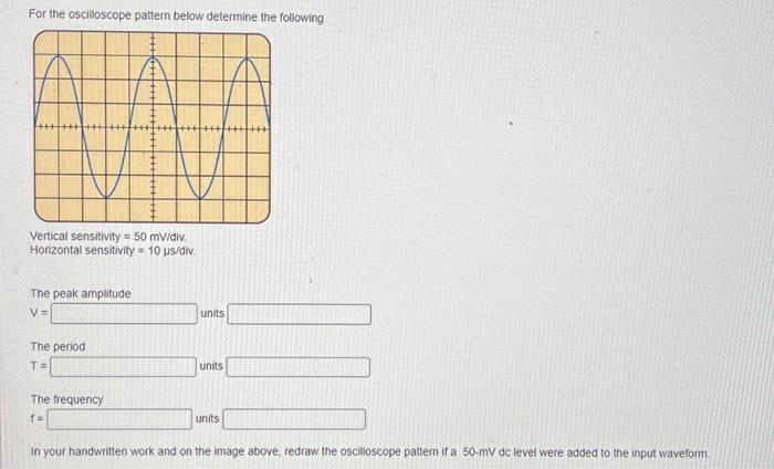 Solved For the oscilloscope pattern below determine the | Chegg.com