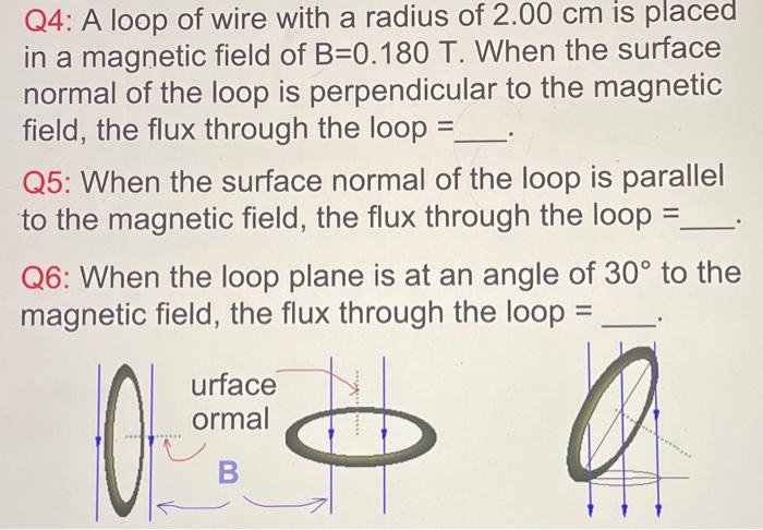 Solved Q4: A loop of wire with a radius of 2.00 cm is placed | Chegg.com