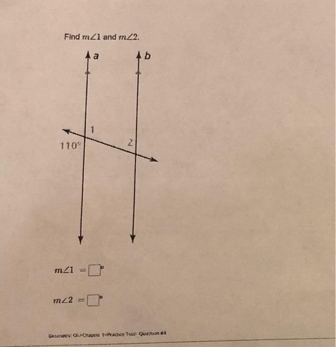 Solved Find mZ1 and mZ2. a Ab 1 110° z m21 - m2 = Geomet: | Chegg.com