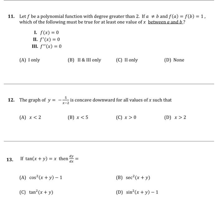 Solved 11. Let f be a polynomial function with degree | Chegg.com