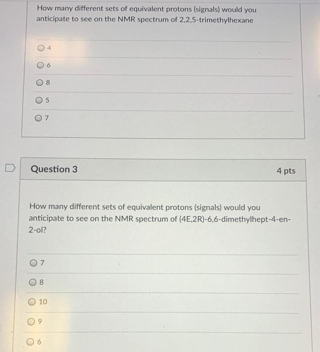 Solved How many different sets of equivalent protons | Chegg.com