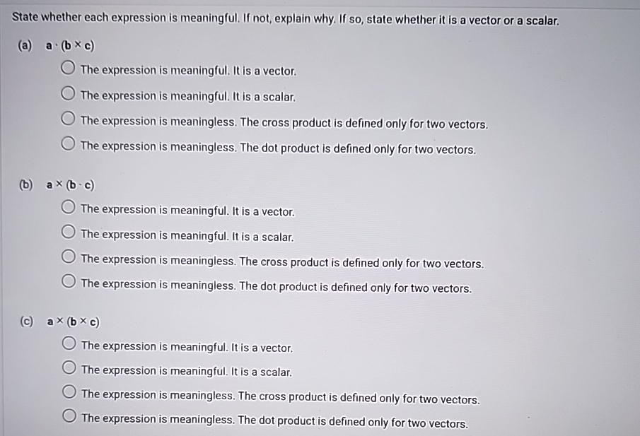 Solved State whether each expression is meaningful. If not, | Chegg.com