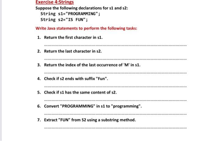 Solved Exercise 4 Strings Suppose The Following Declarations