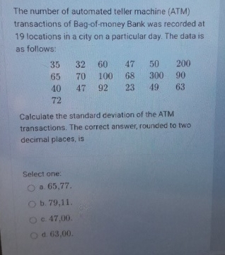 Solved The number of automated teller machine (ATM) | Chegg.com
