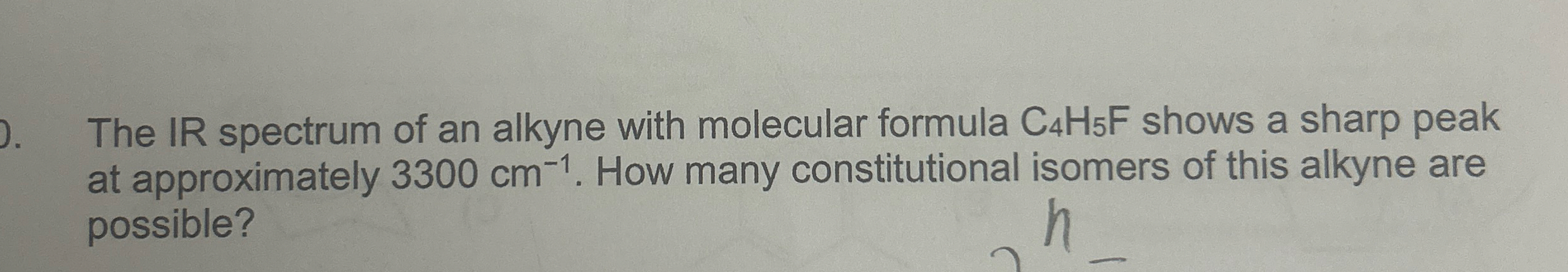 Solved The IR spectrum of an alkyne with molecular formula | Chegg.com