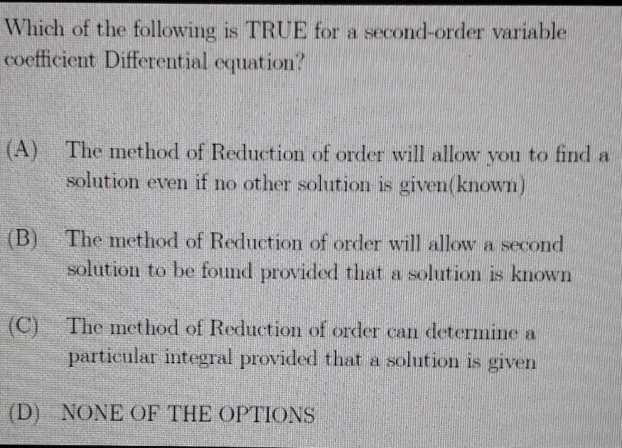 Solved Which of the following is TRUE for a second-order | Chegg.com