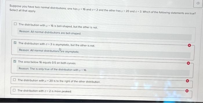 Solved Suppose you have two normal distributions: one has = | Chegg.com